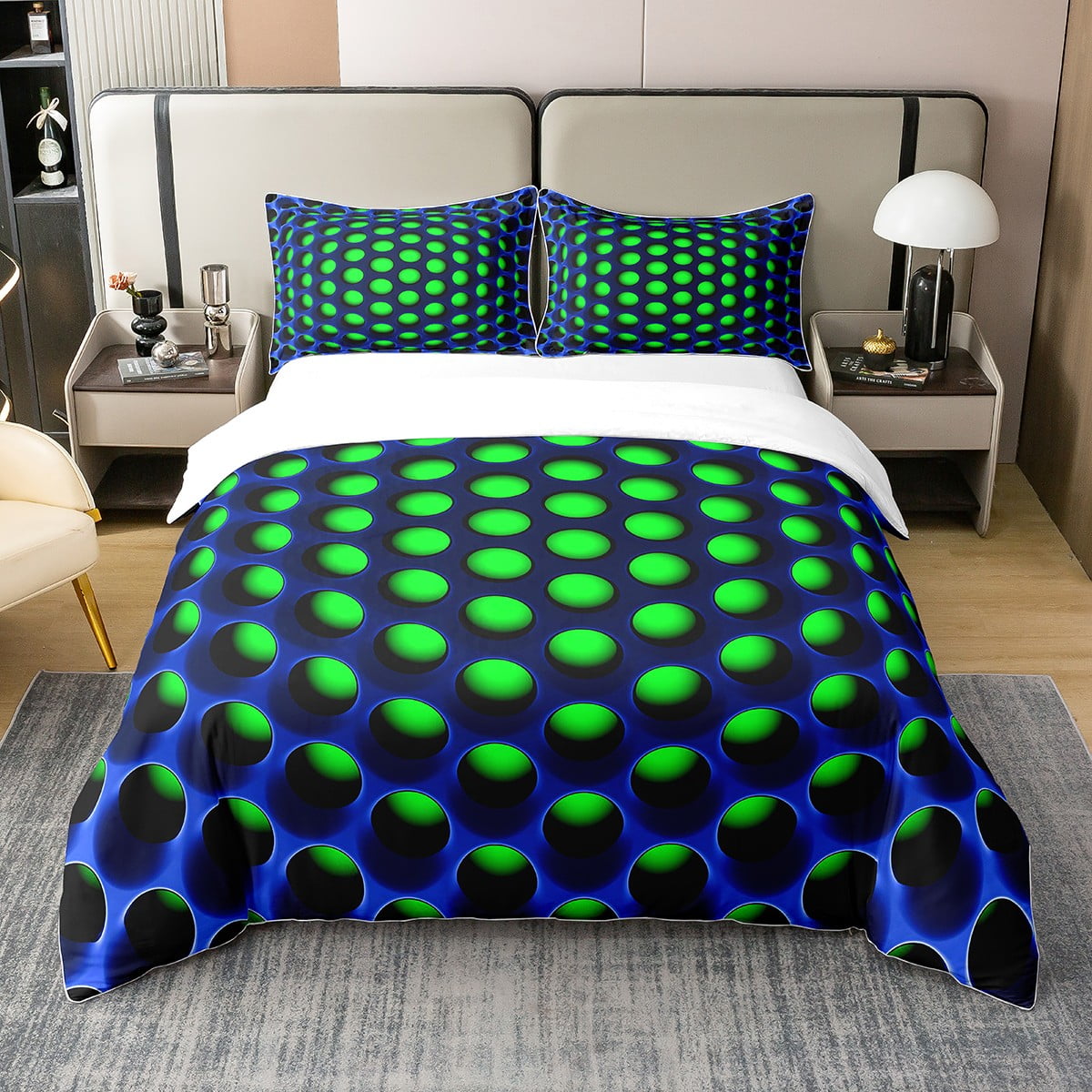 YST 100% Natural Cotton Navy Blue Green Boys Bedding Set Twin Neon ...