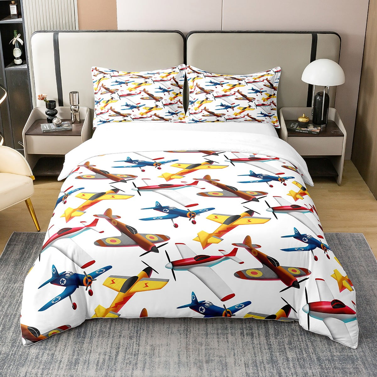 Erosebridal 100% Organic Cotton Airplane Bedding Set Multicolor ...