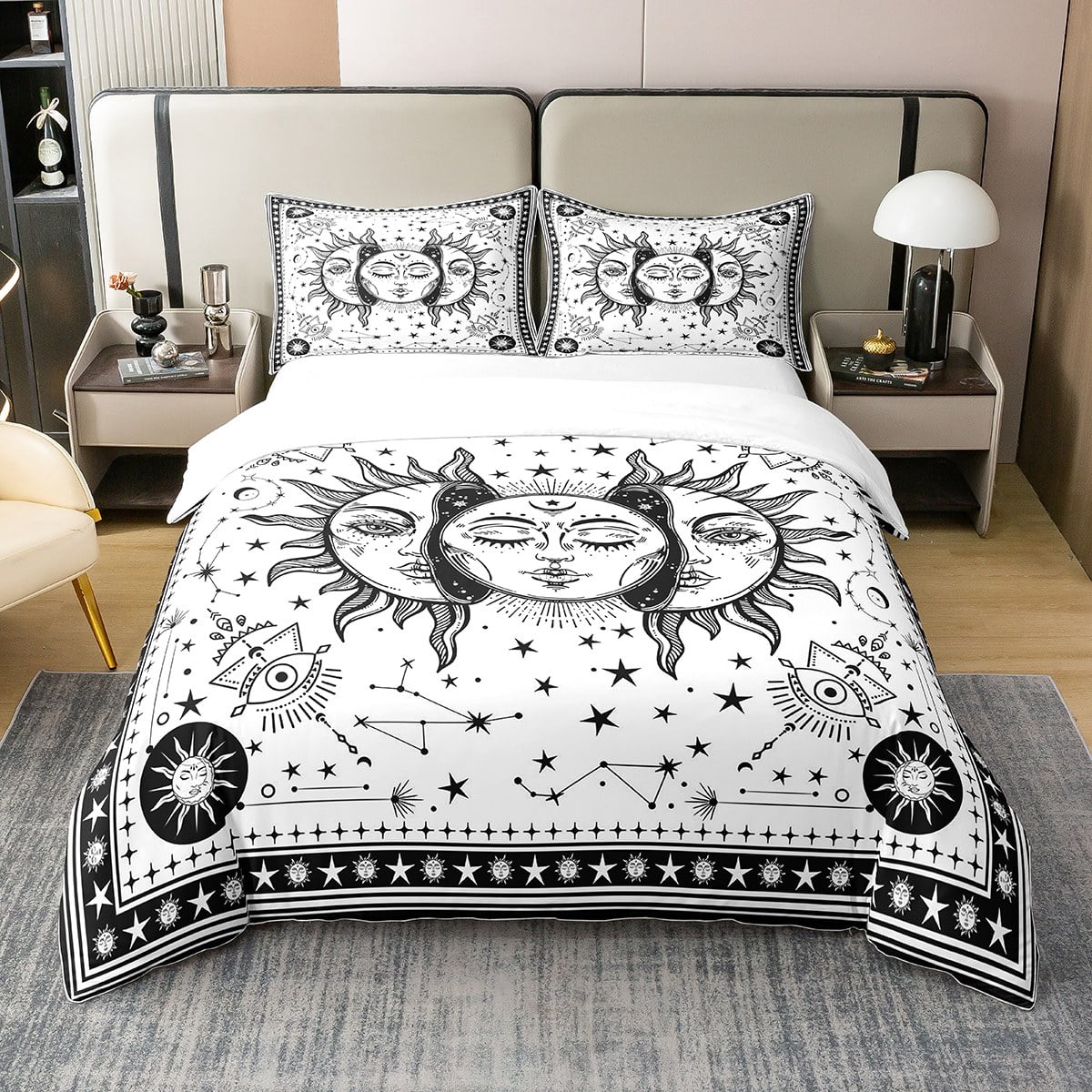 YST 100% Organic Cotton Bohemian Sun Moon Duvet Cover,Boho Hippie ...
