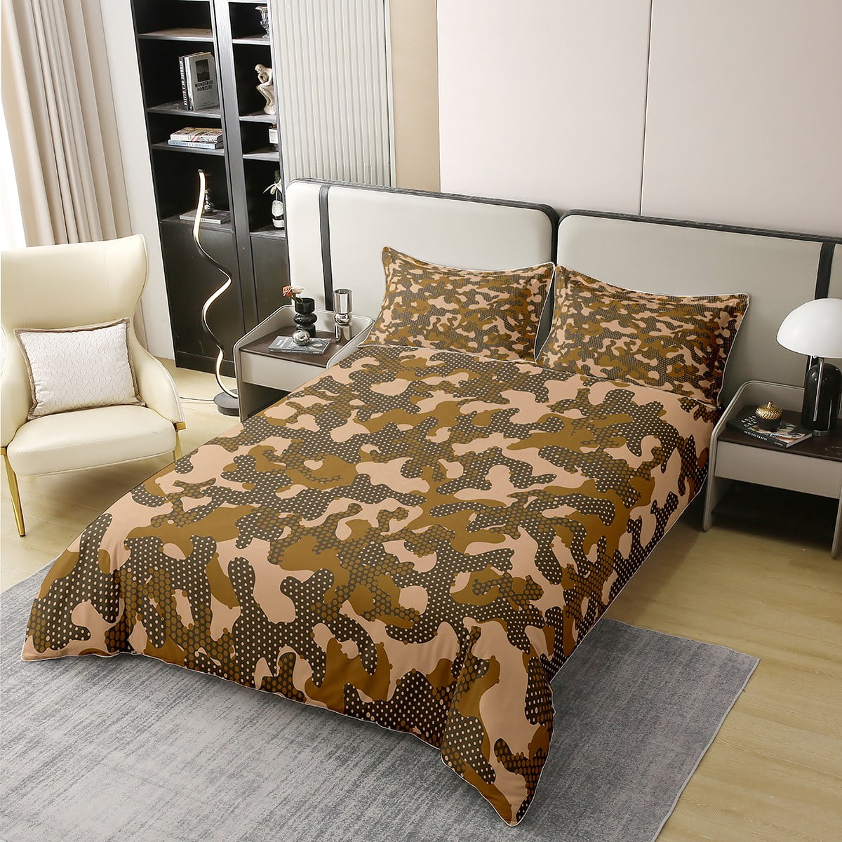 Erosebridal 100% Organic Cotton Brown Camo Bedding Set Queen,Military ...