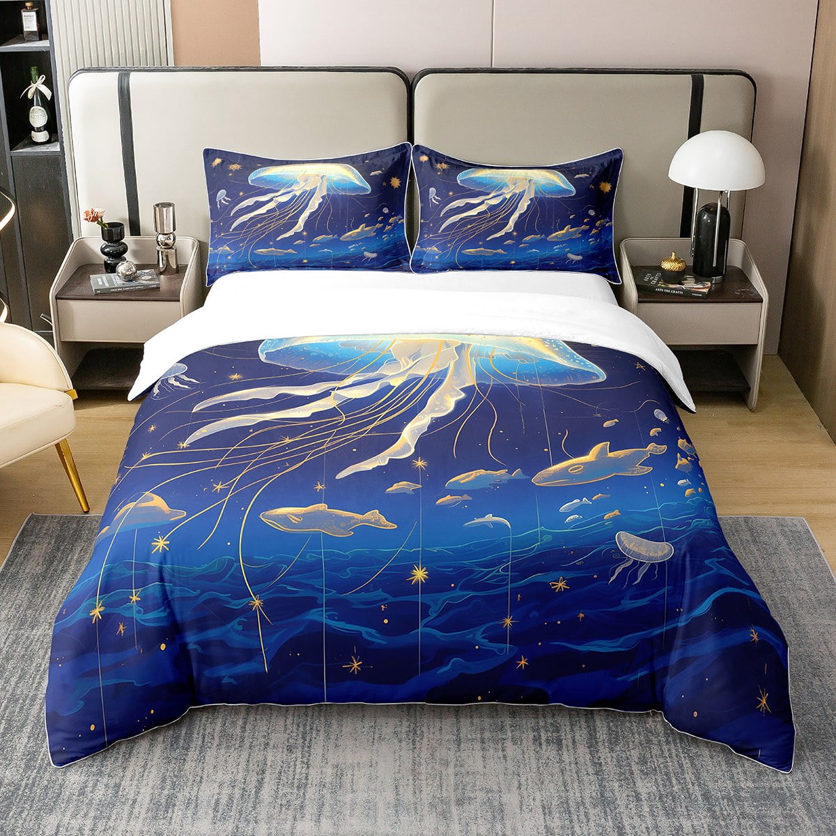 YST 100% Organic Cotton Ombre Jellyfish Twin Bedding Set For Kids Boys ...