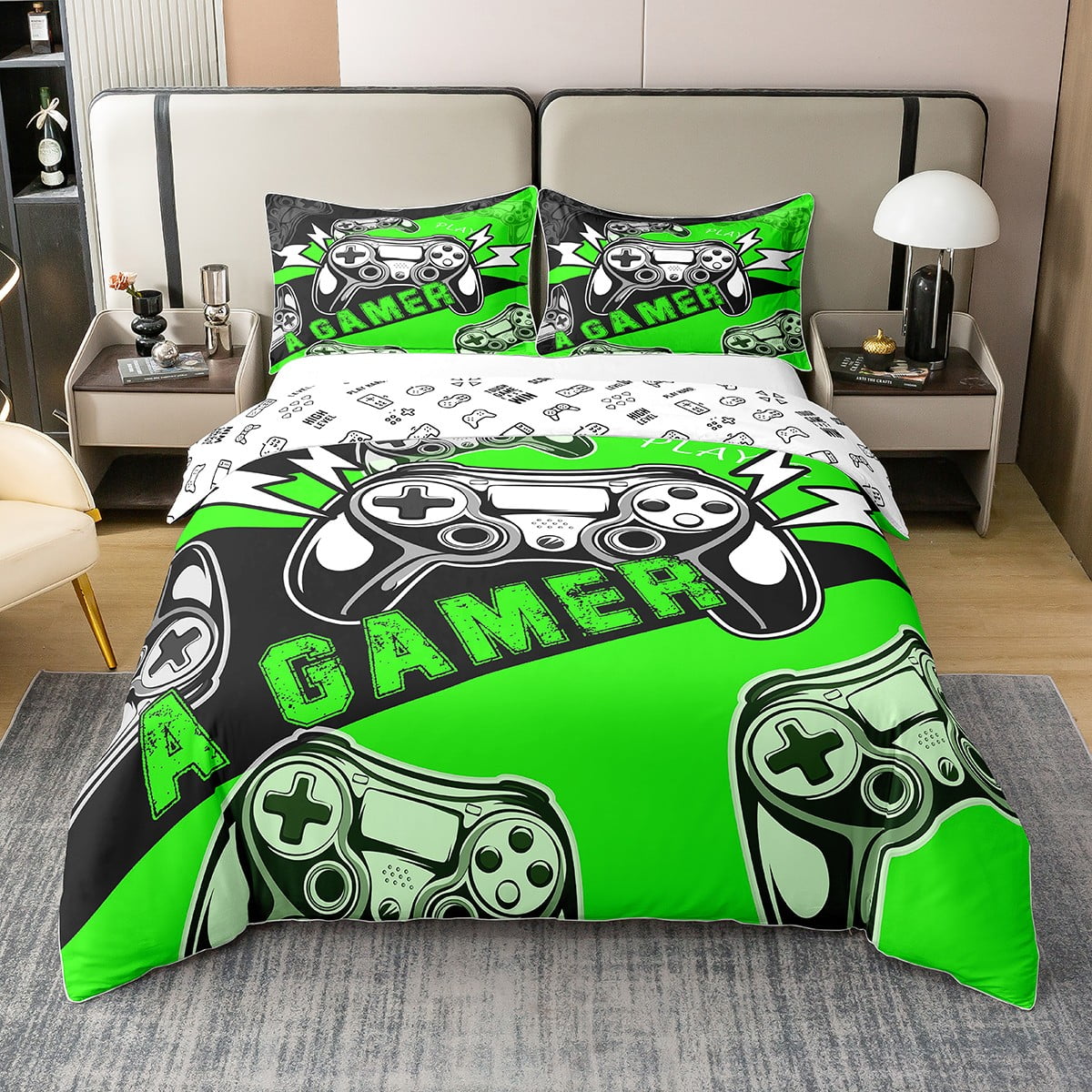 Erosebridal 100 Percent Cotton Gamer Bedding Sets,Gamepad Gaming Duvet ...