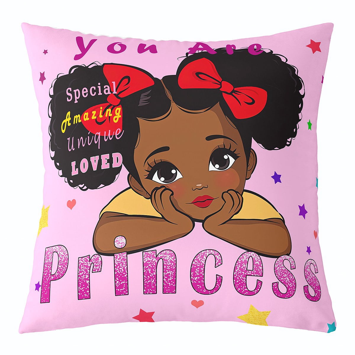 YST 16x16 inch set of 1 Cushion Cover for Girls,Kawaii Afro Girl Throw ...