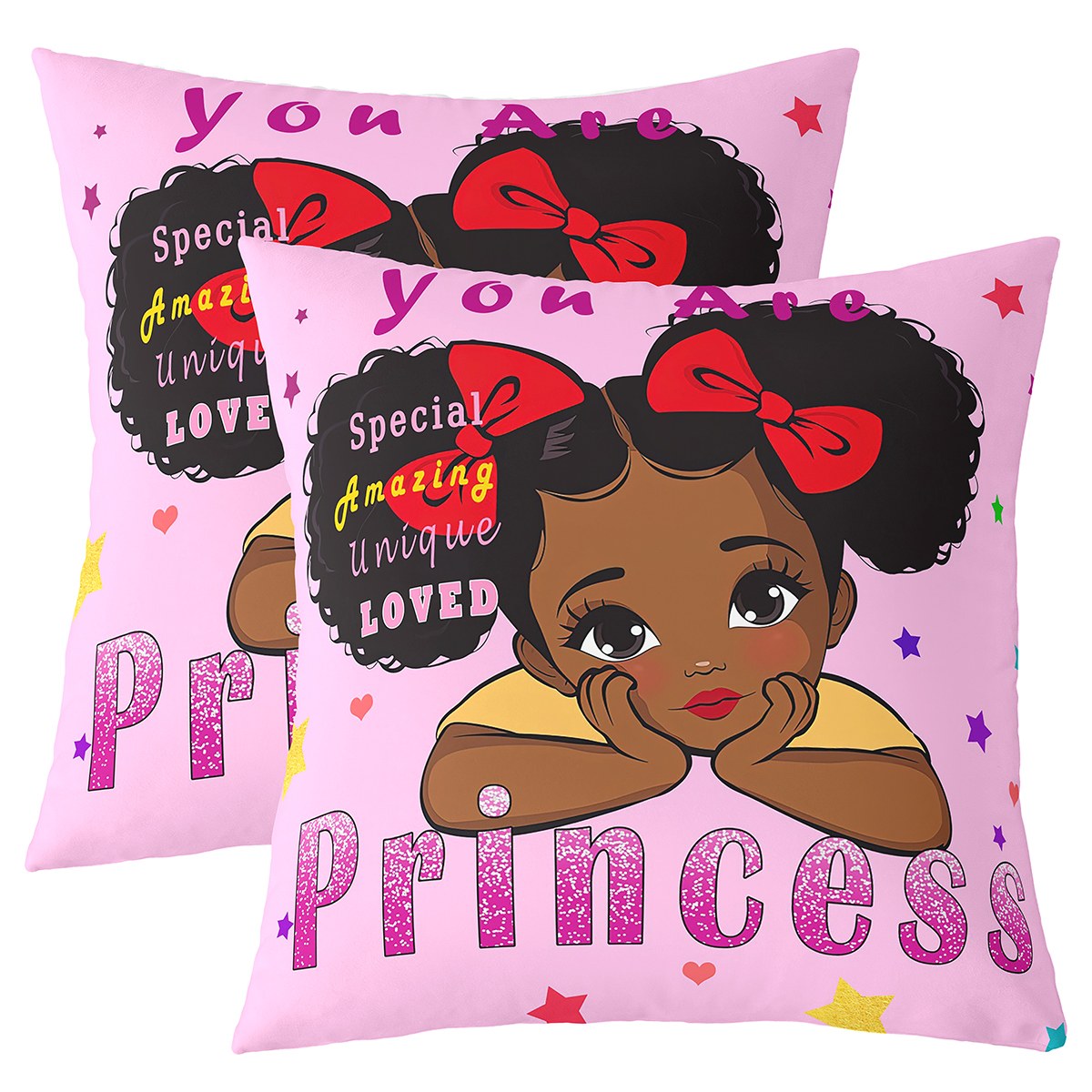 16x16 inch set of 2 Pillow Covers ,Kawaii Afro Throw Pillow Covers,Cute ...