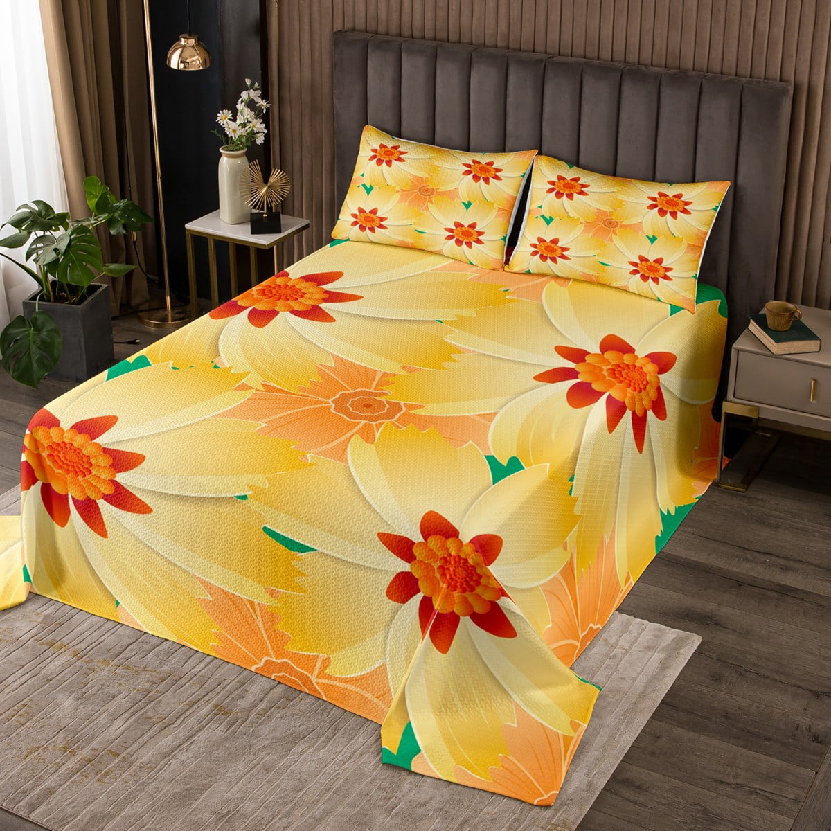 1960s 1970s Groovy Flower Coverlet Set Twin,Hippie Funky Flowers Quilt ...