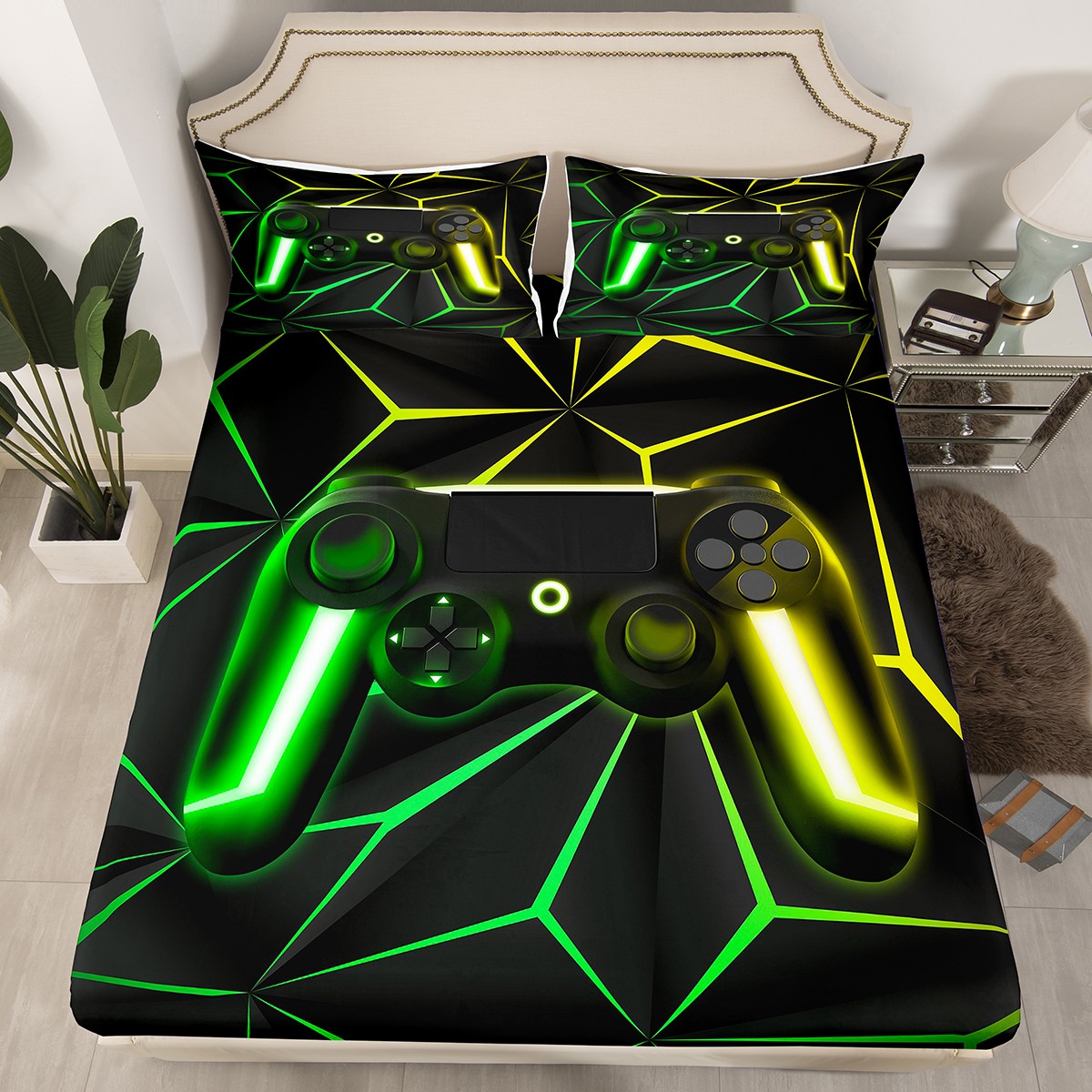 Erosebridal 2 Pieces Gaming Bedding Set Video Game Fitted Sheet Gamer ...