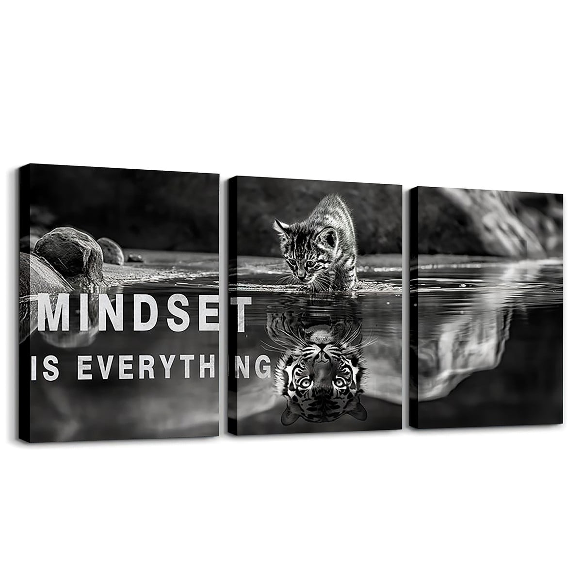 3 Panels Motivational Wall Decor,Mindset Is Everything Wall Art office ...