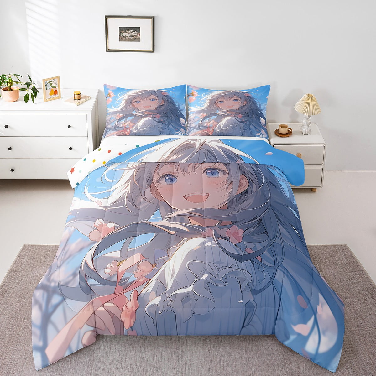 3D Anime Bedding Twin Size Cute Comforter Set, Japanese Style Duvet ...