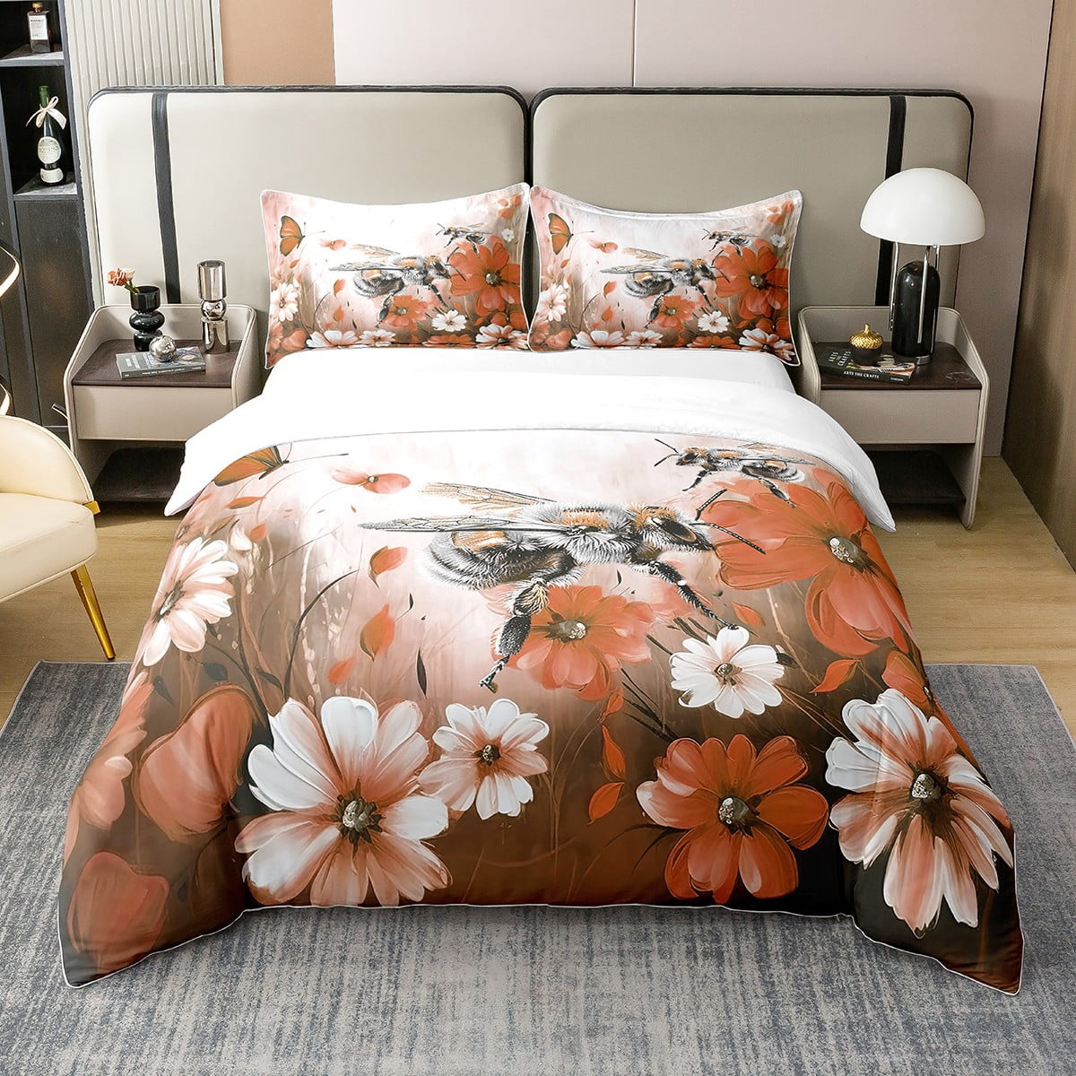 3D Bees 100% Cotton Duvet Cover Full Size, Wildlife Insects Printed ...