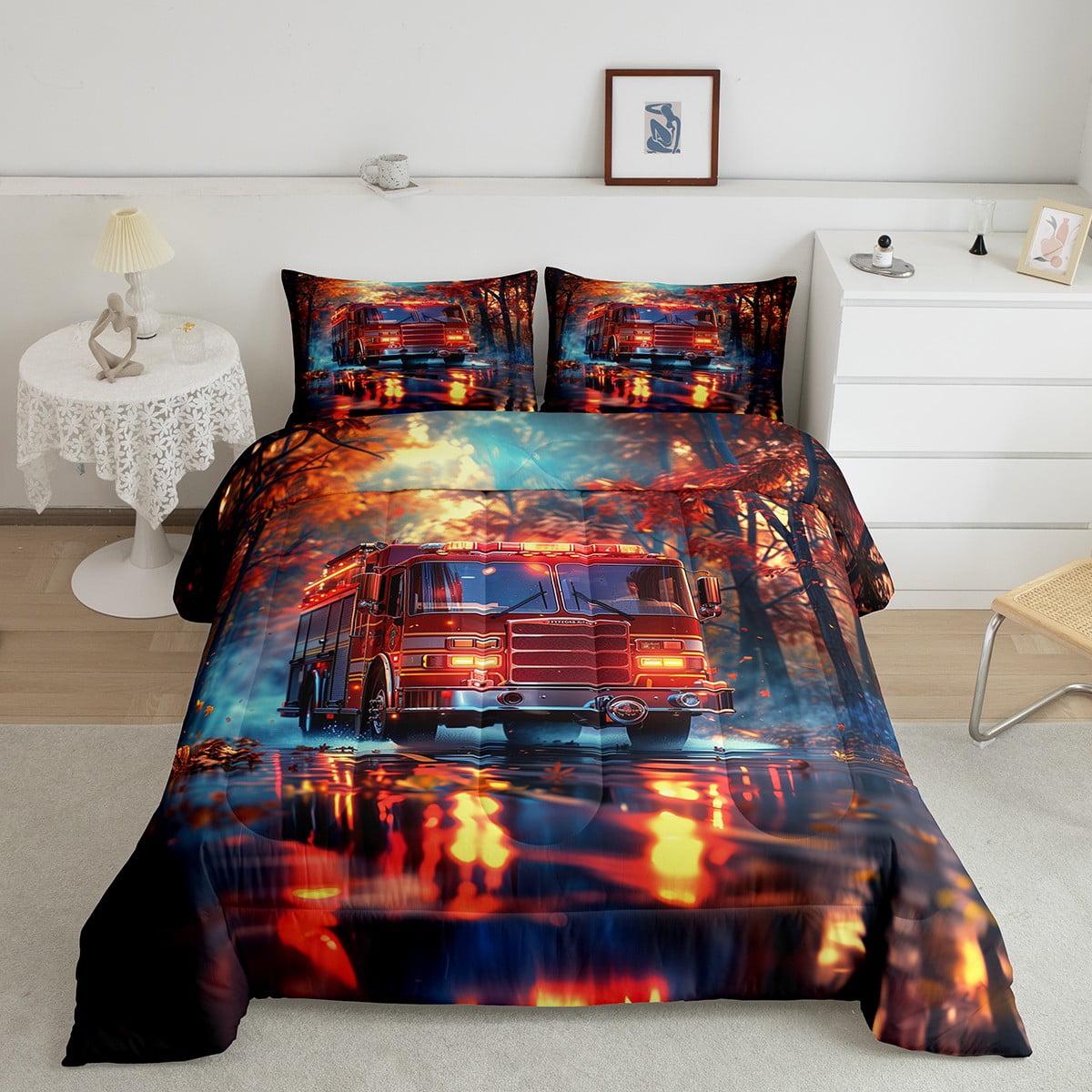 Erosebridal 3D Bus Twin Size Comforter Set, School Bus Printed Soft ...