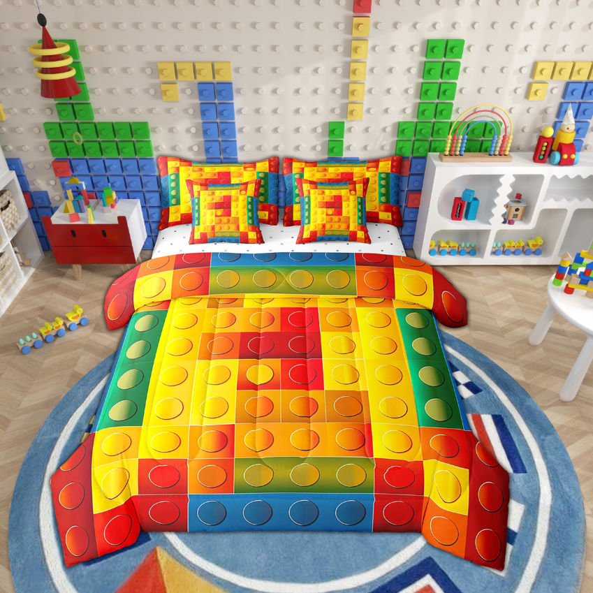 Erosebridal 3D Construction 7 Pcs Comforter Set Twin, Building Blocks ...