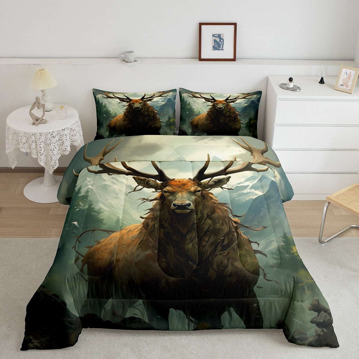 YST 3D Deer Bedding Sets Queen Safari Wild Animal Comforter Set ...
