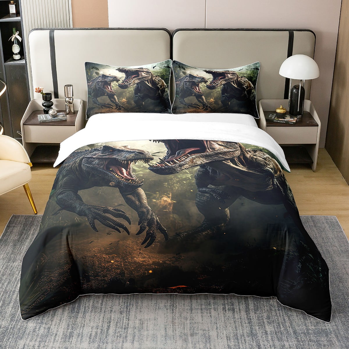 Erosebridal 3D Dinosaur 100% Natural Cotton Duvet Cover Twin,Jungle ...