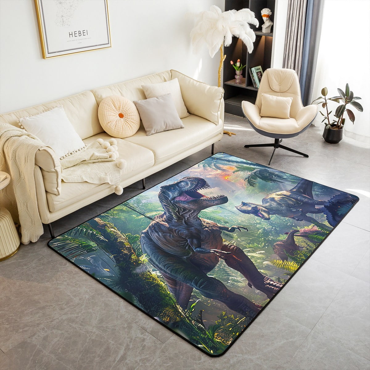 Erosebridal 3D Dinosaur Area Rug Dino Silhouettes Jurassic Evolution ...