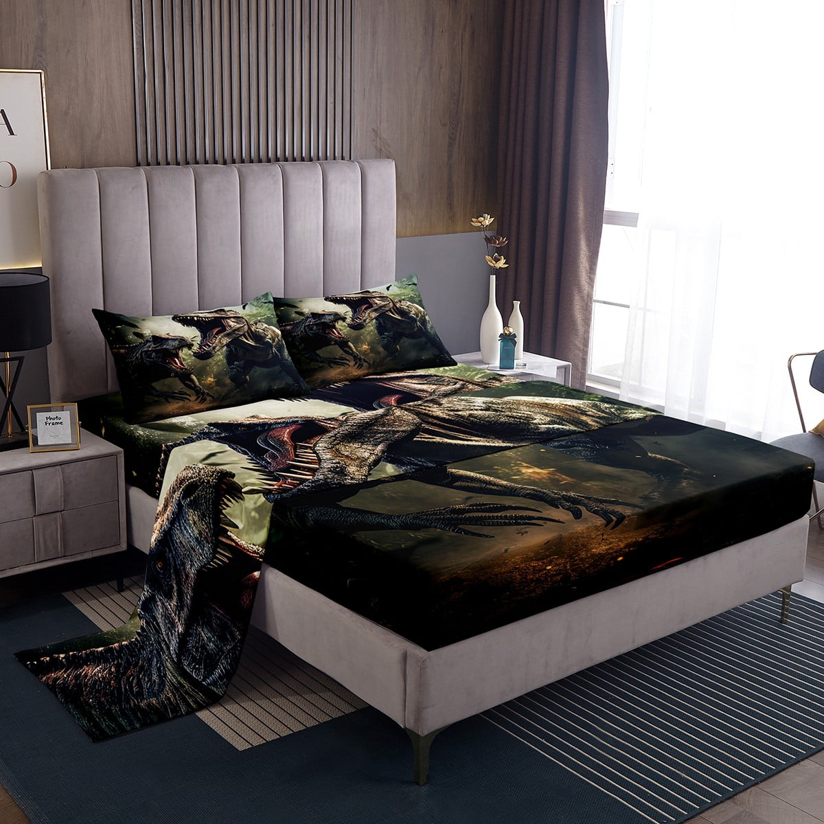 Erosebridal 3D Dinosaur Bed Sheets Queen,Jungle Animal Sheet Set ...