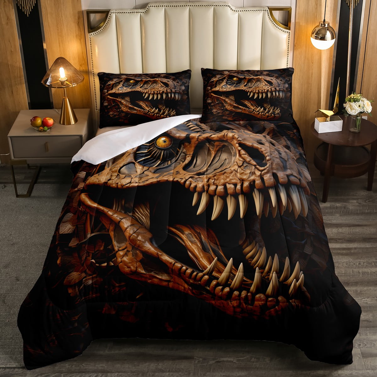 YST 3D Dinosaur Bedding Comforter Sets Dinosaur and Bones Bedding Tropical Wild Animal Comforter ...