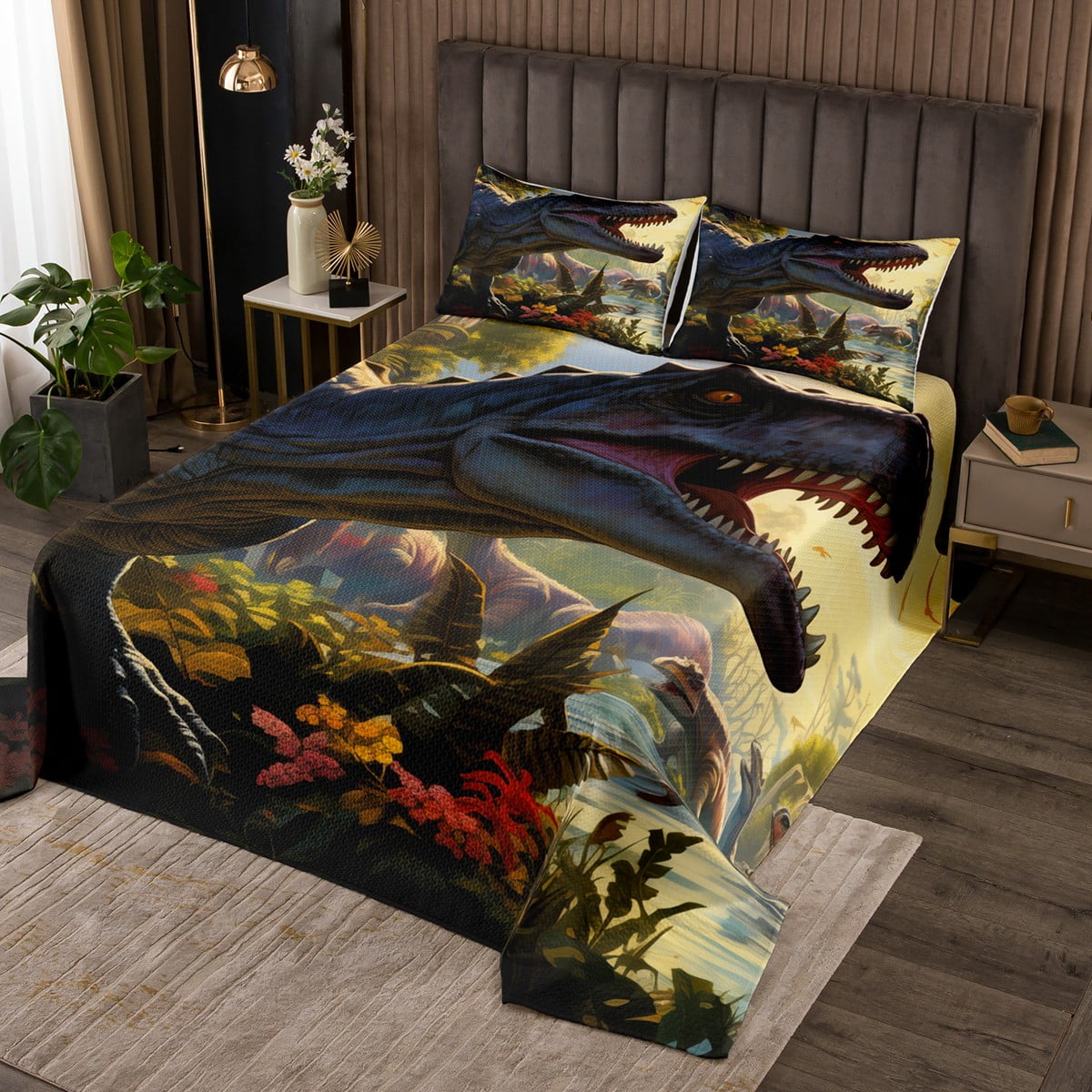 3D Dinosaur Bedspread Set Twin Teens Jungle Dinosaur Coverlet Set ...