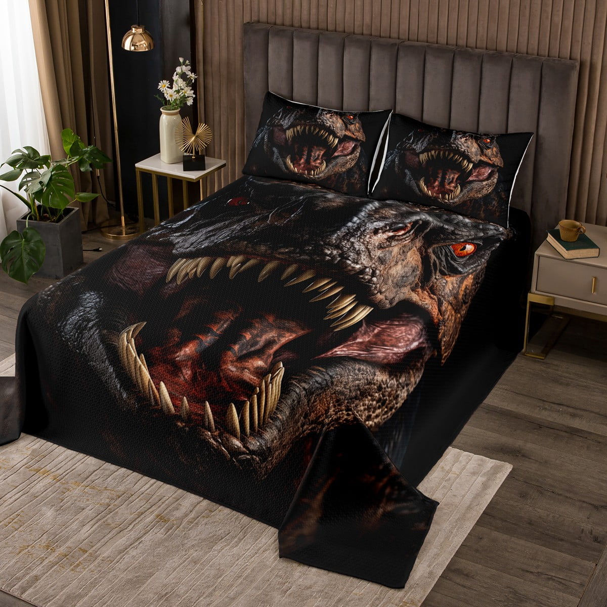 YST 3D Dinosaur King Bedspread Set,Jungle Wild Animal Quilt Set ...