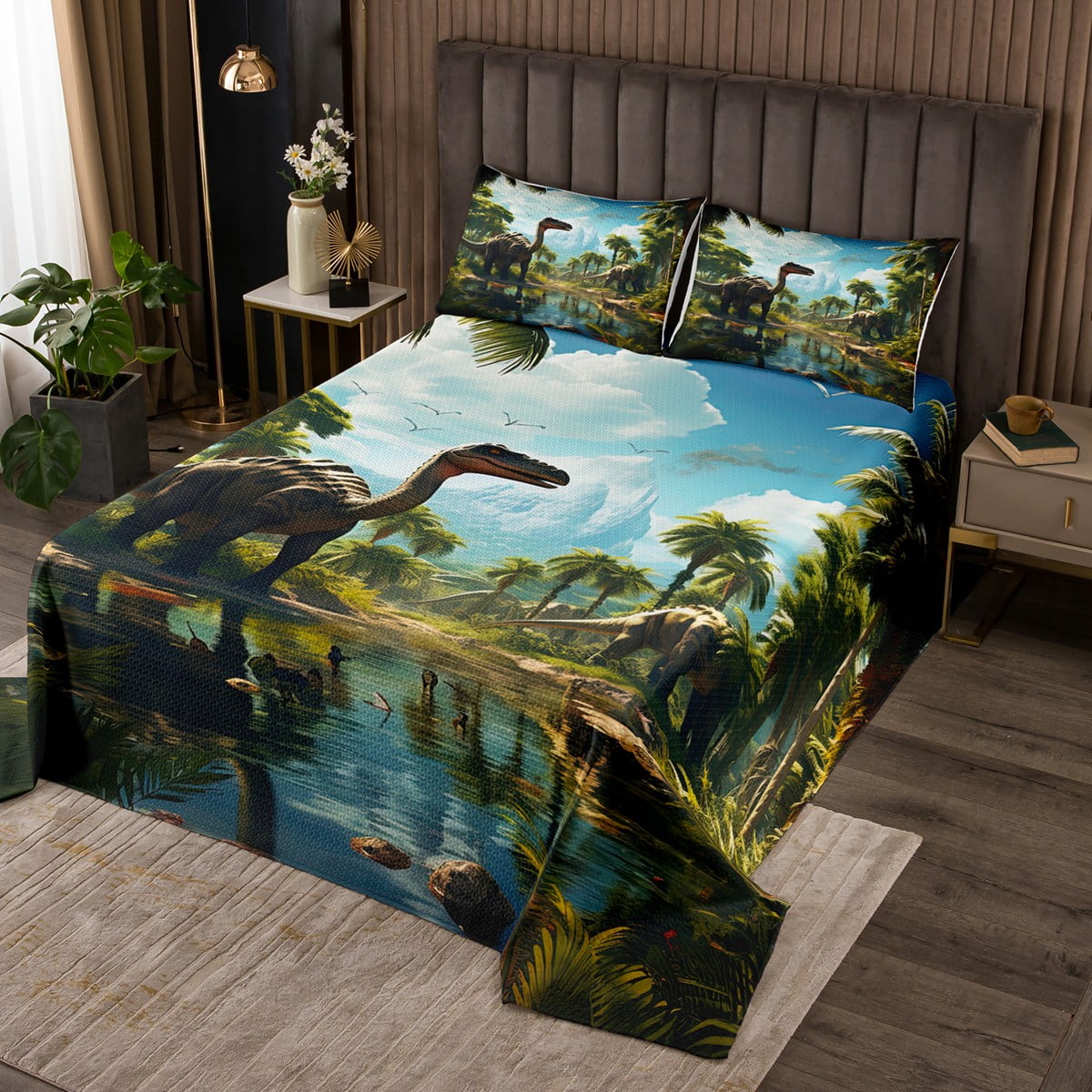 YST 3D Dinosaur Queen Bedspread Set for Boys Girls Kids,Wild Animal ...