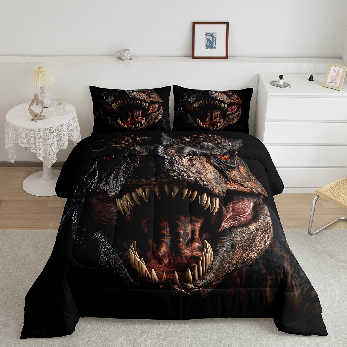 3D Dinosaur Queen Comforter Set,Jungle Wild Animal Bedding Set Dinosaur ...