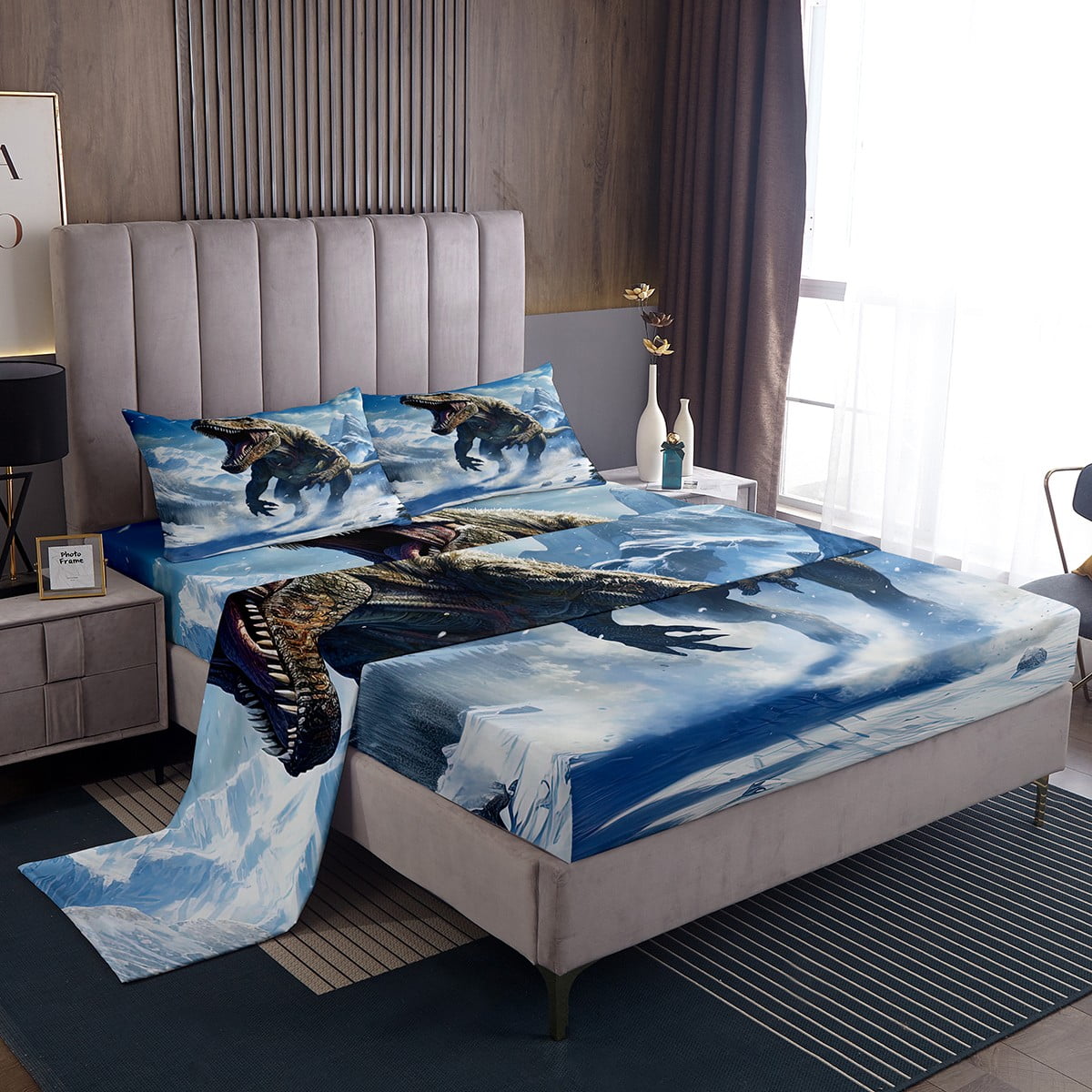 Erosebridal 3D Dinosaur Twin Sheet Set,Cute Dino Bed Sheets Dinosaur Room Decor,Safari Animal ...