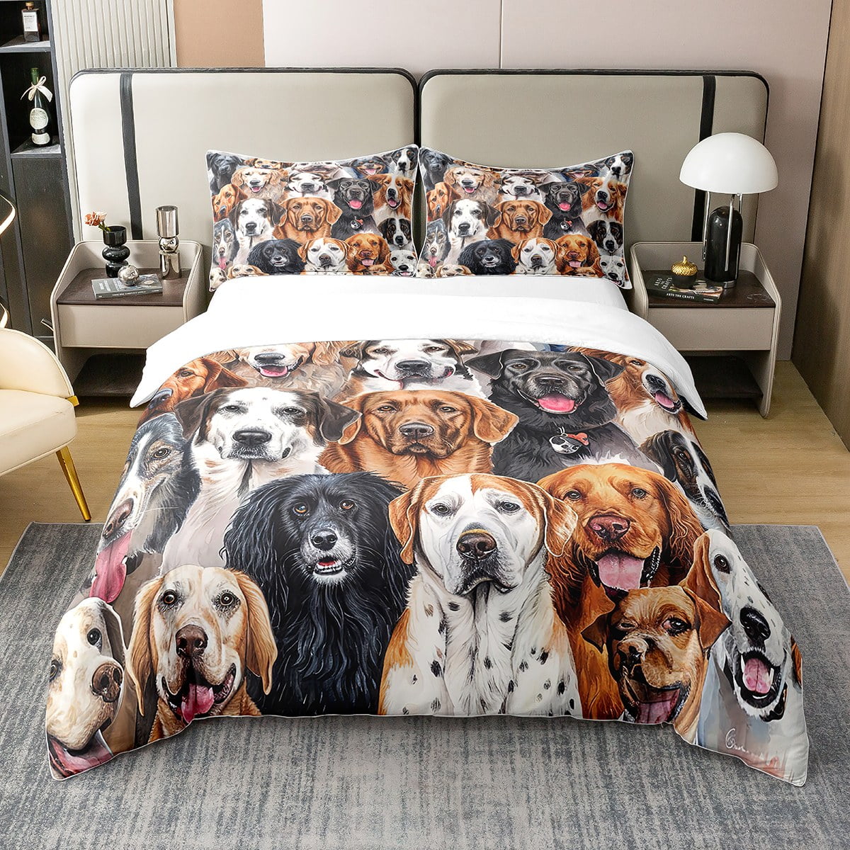 YST 3D Dogs Printed 100% Natural Cotton Duvet Cover King,Cute Puppy ...