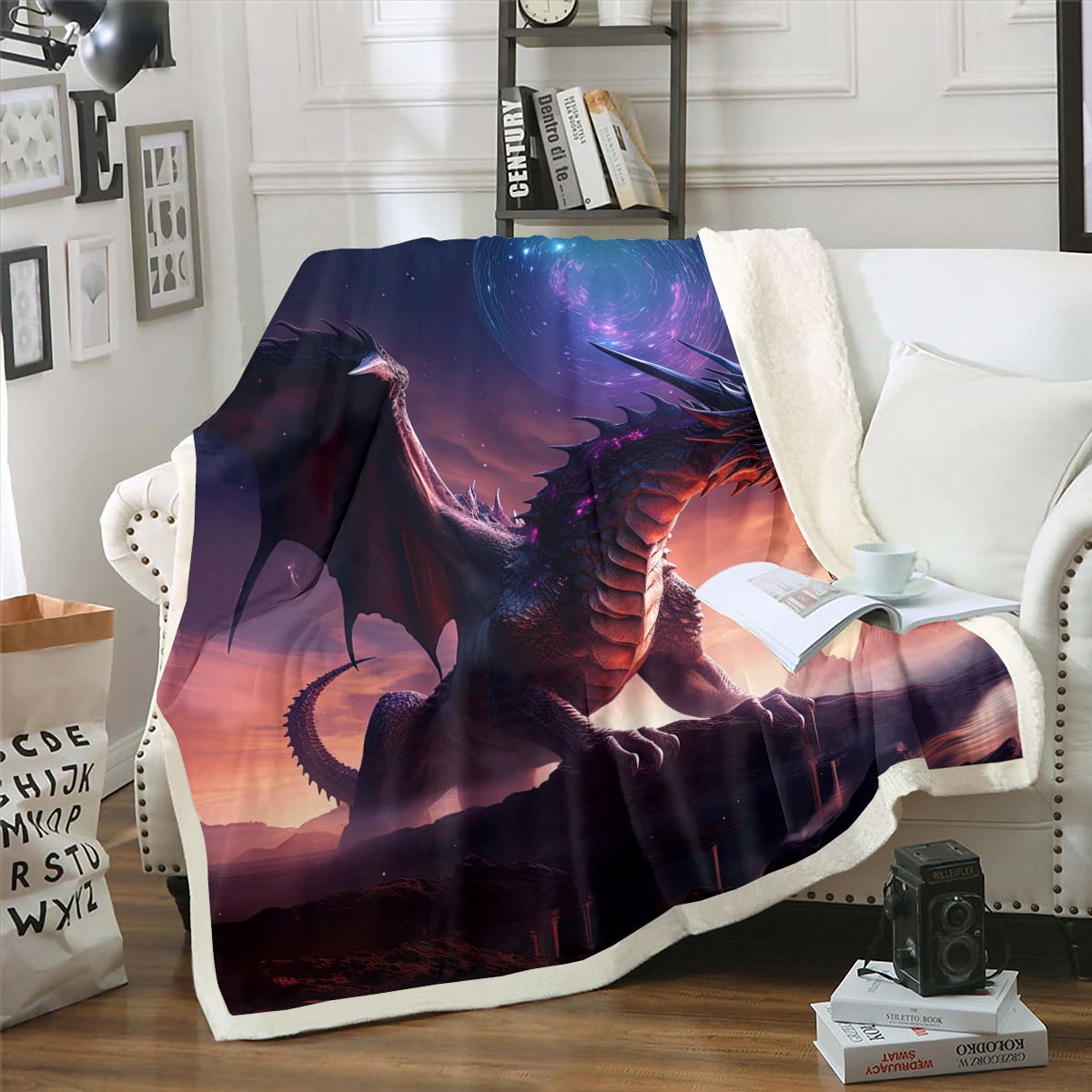 3D Dragon Blanket ,Nebula Galaxy Throw Blanket Gothic Bed Sofa Couch Decor,Safari Animal Fleece ...