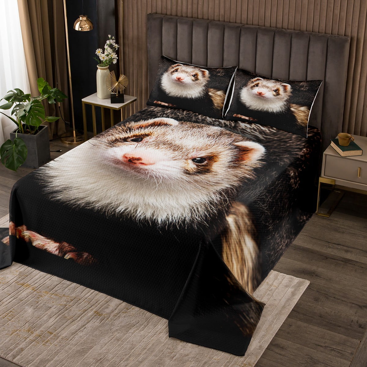 Erosebridal 3D Ferret Coverlet Queen Size Wild Animal Print Bedding Set ...