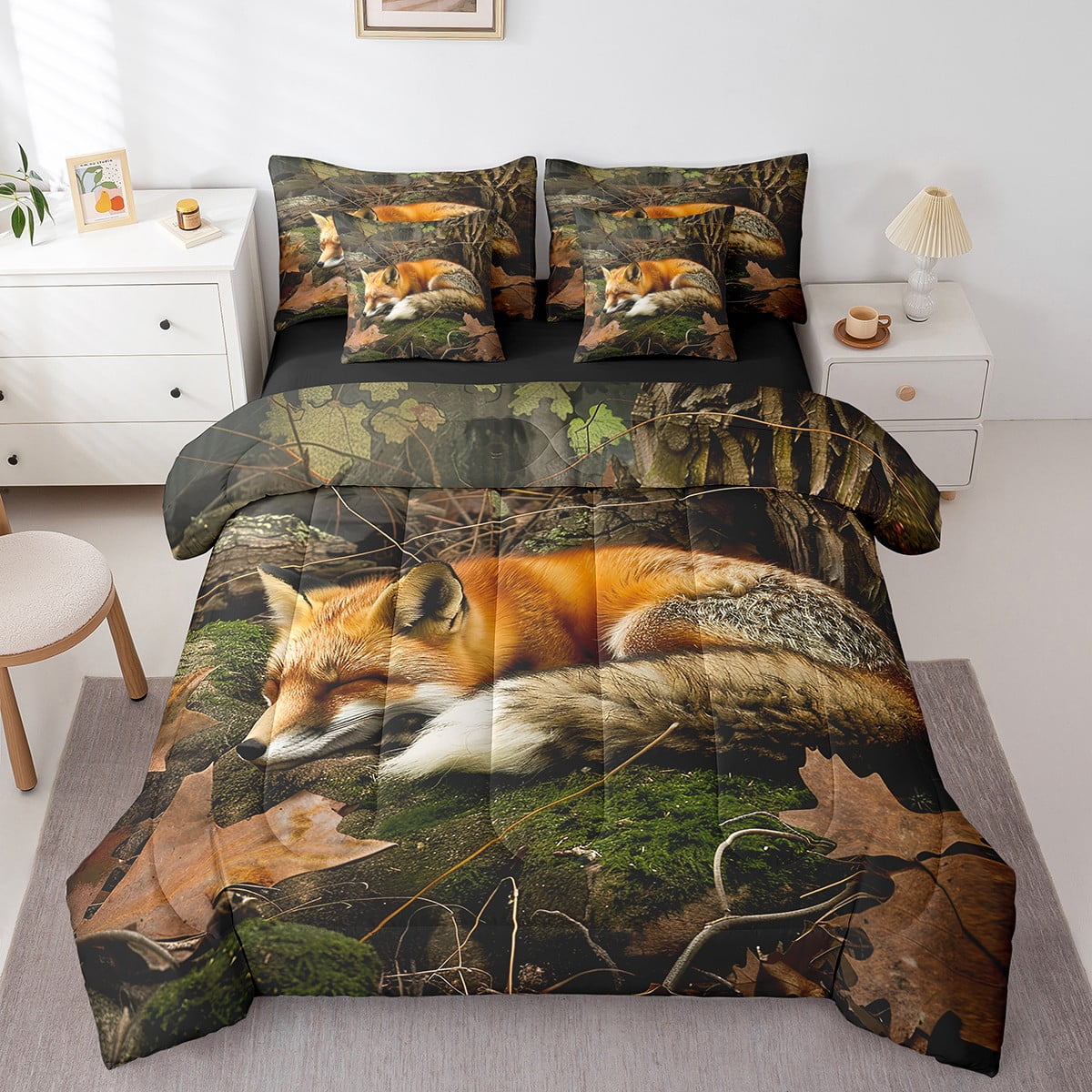 Erosebridal 3D Fox Bed In A Bag Queen Woodland Fox Comforter Set 7 ...