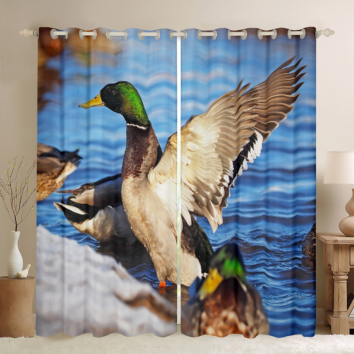 3D Mallard Duck Curtains & Drapes Duck Hunting Curtains, Farm Animal 30 ...