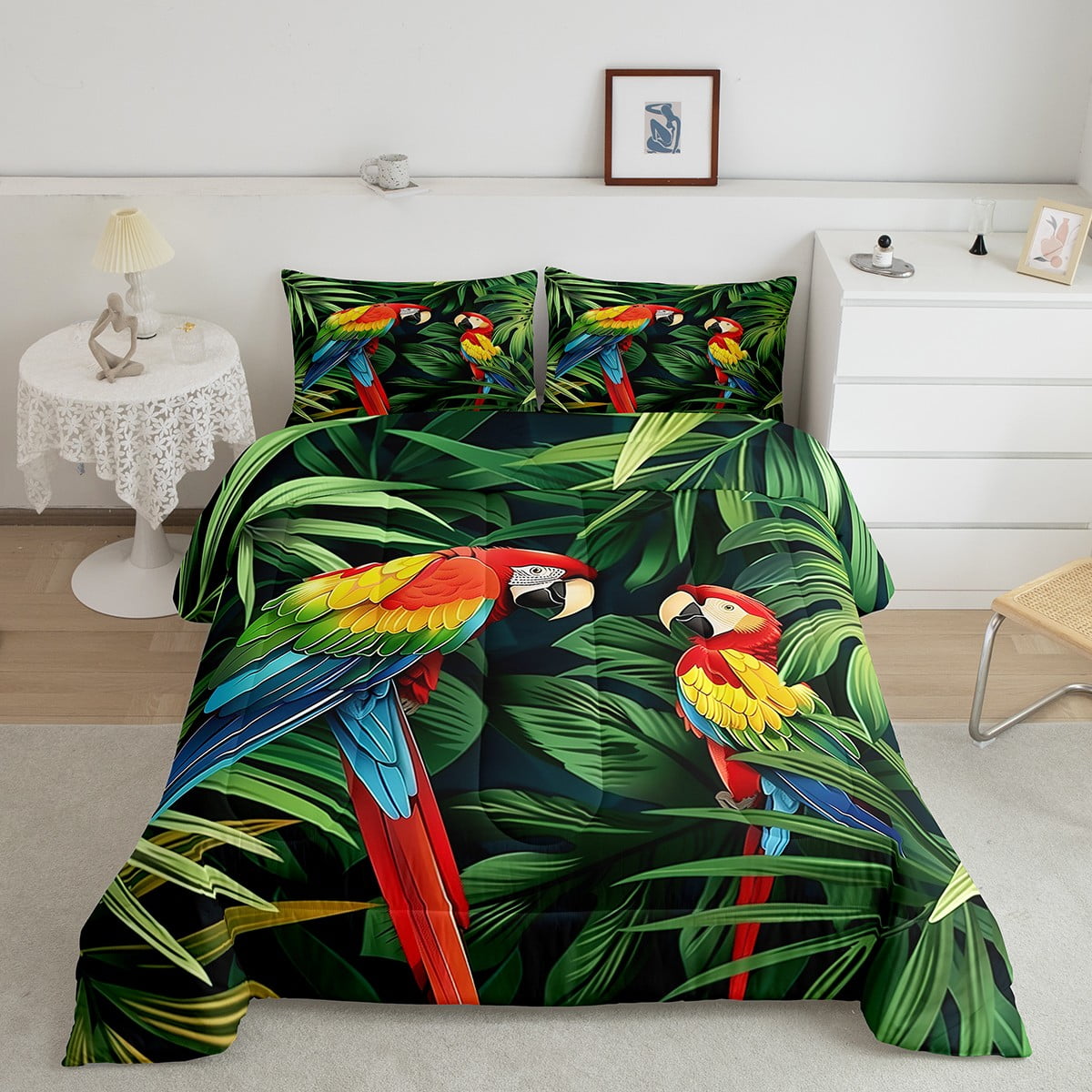 YST 3D Parrot Twin Bedding Sets Tropical Palm Tree Comforter Set, Wild ...