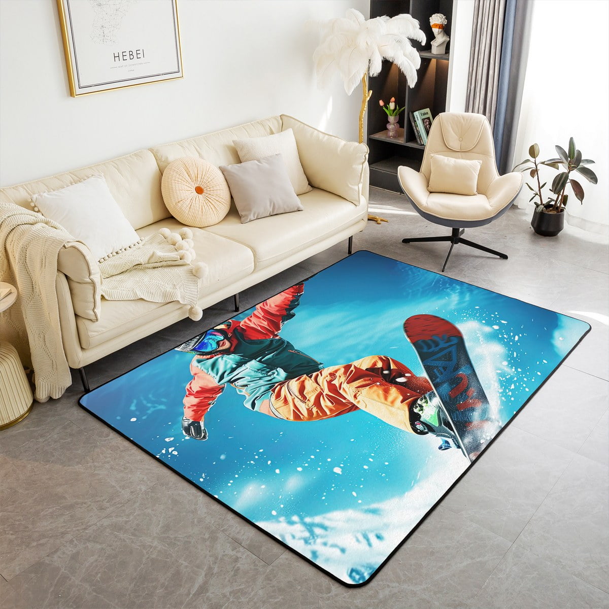 Erosebridal 3D Skiing Carpet 5x7,Skateboard Indoor Floor Mat,Extreme ...