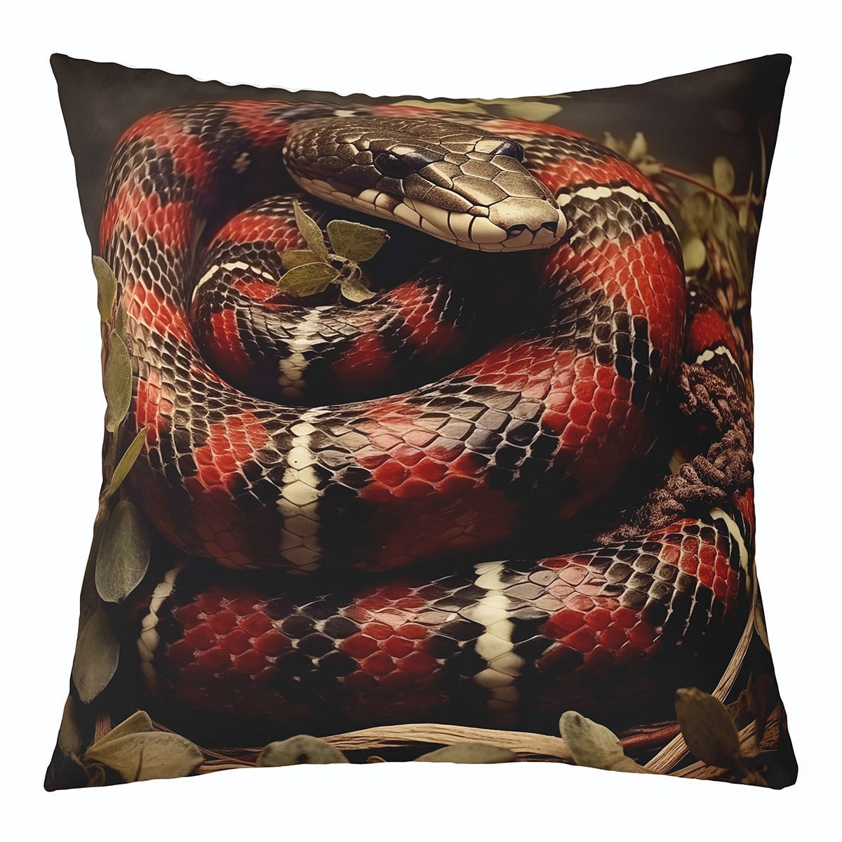Erosebridal 3D Snake Throw Pillow Cover Adults Teens,Red Black Snake ...