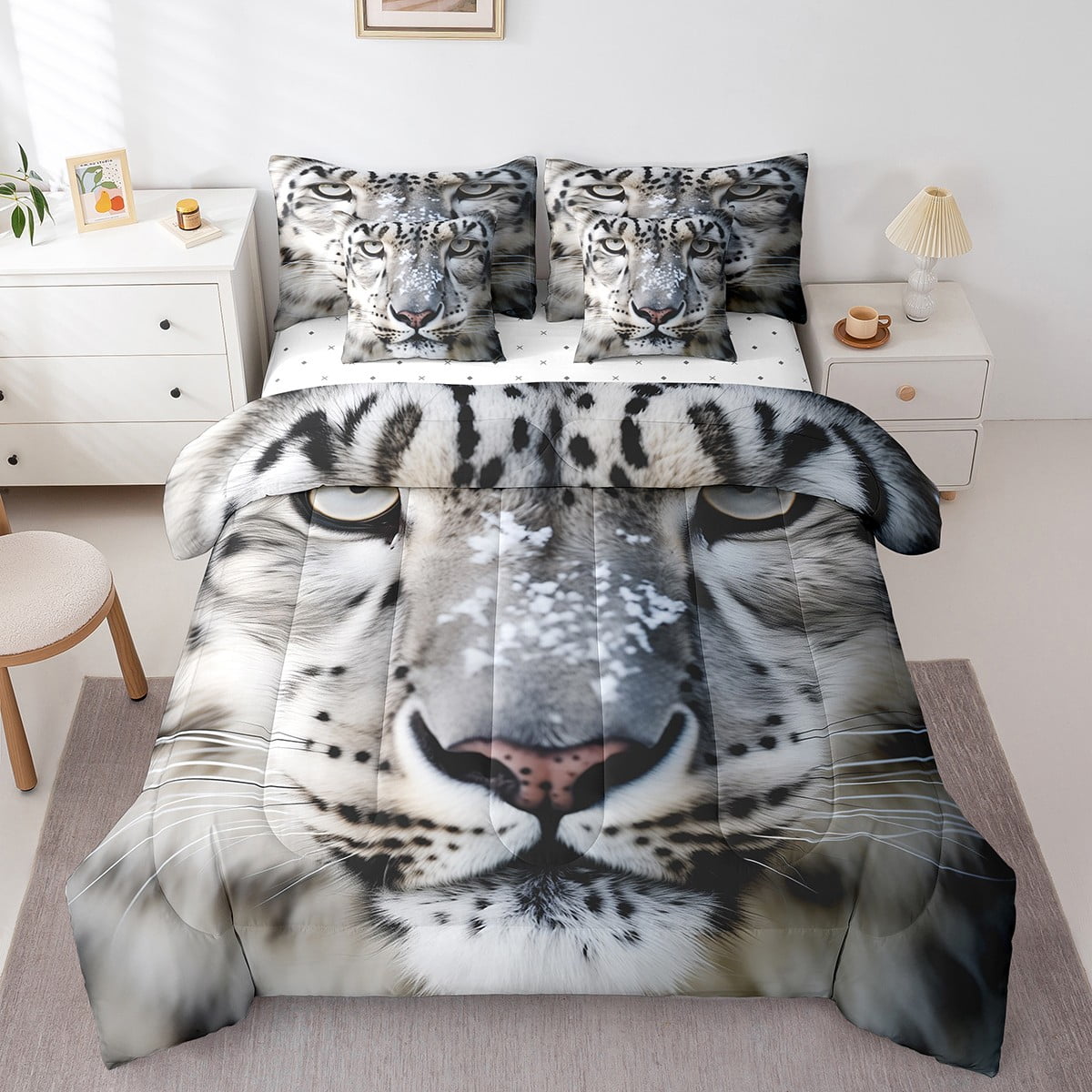YST 3D Tiger Bed in a Bag 7-Piece Tiger Printed King Size Comforter Set ...