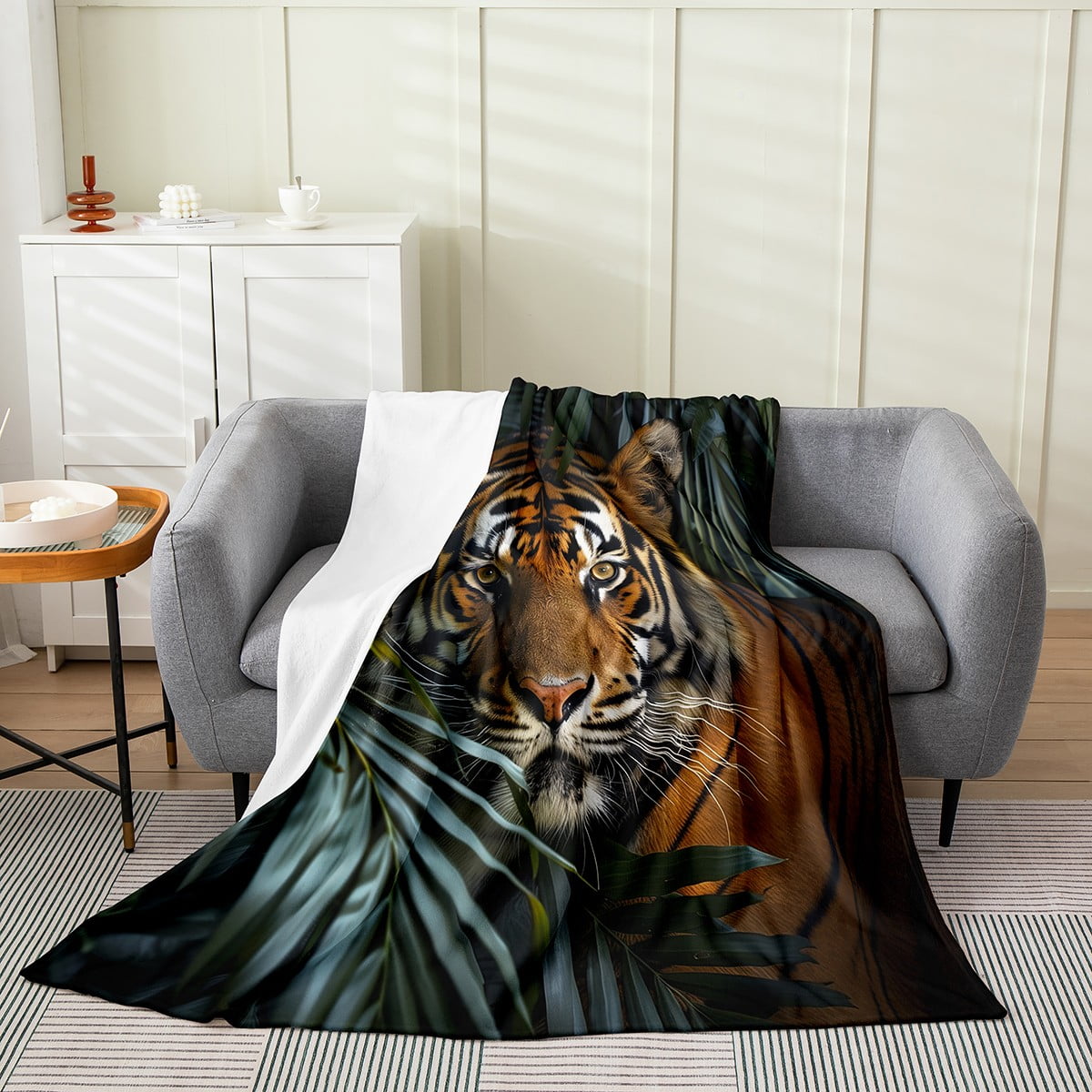 YST 3D Tiger Throw Blanket for Bed Couch Jungle Wildlife Sherpa Blanket ...