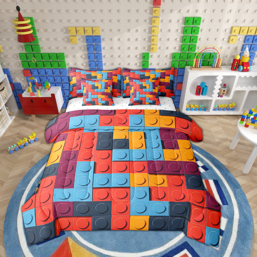 Erosebridal 3D Toy Brick 7 Pcs Comforter Set twin, Colorful ...