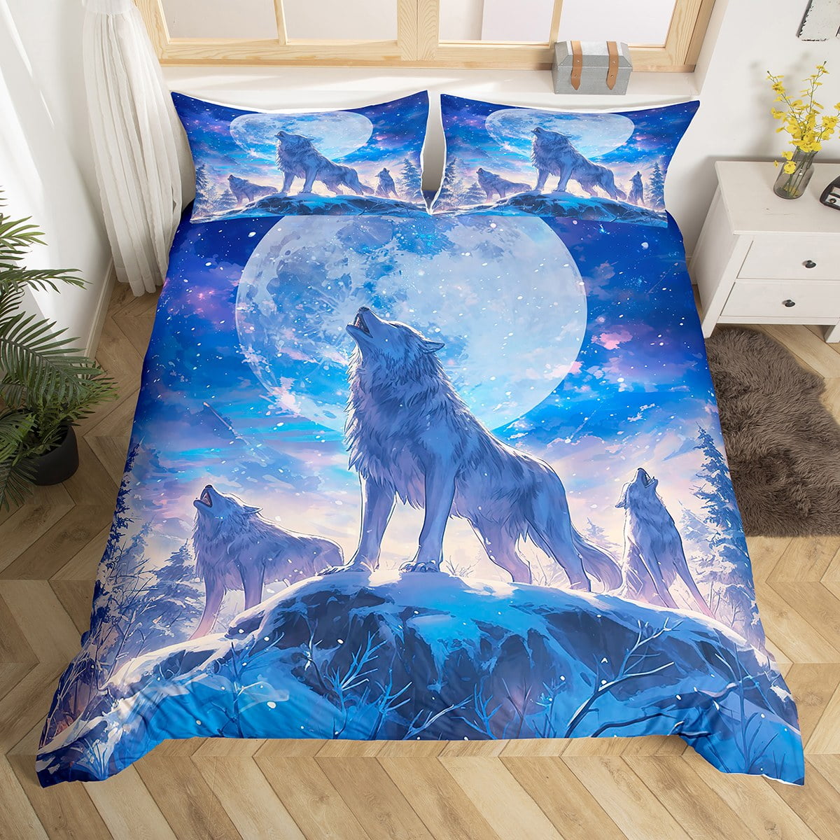 YST 3D Wolf Duvet Cover Winter Wolves On The Snow Mountain Bedding Set ...
