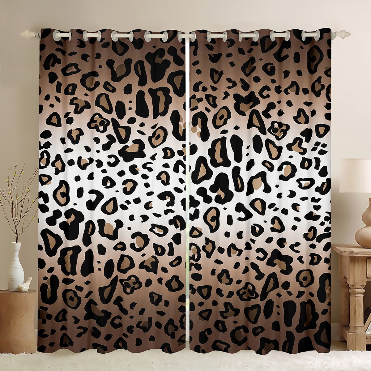 YST 52x84 inch Curtains Brown Leopard Blackout Curtains for Kids Boys ...