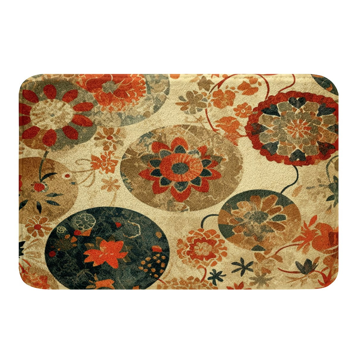 YST 60S 70S 80S Vintage Flowers Bathroom Rugs 16"X 24",Groovy Floral ...