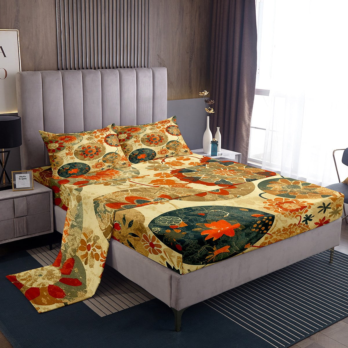 Erosebridal 60S 70S 80S Vintage Flowers Bed Sheets Set Queen,Groovy ...