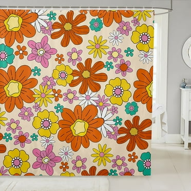 Long Vintage Floral Shower Curtain 72 x 78 Inch, Wildflower and Herb ...