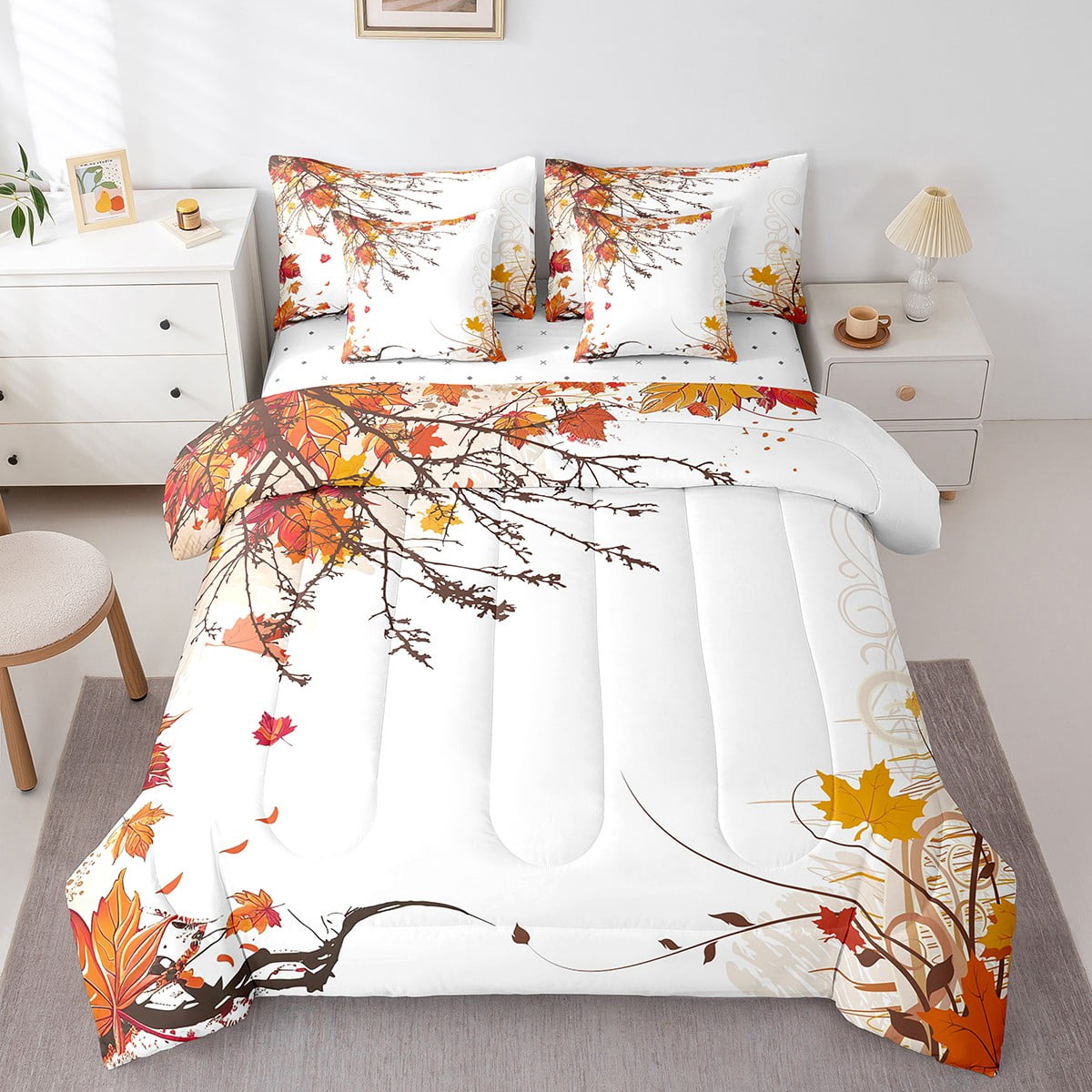 YST 7 Pcs Comforter Set Full Size,Fall Thanksgiving Bed in a Bag with ...