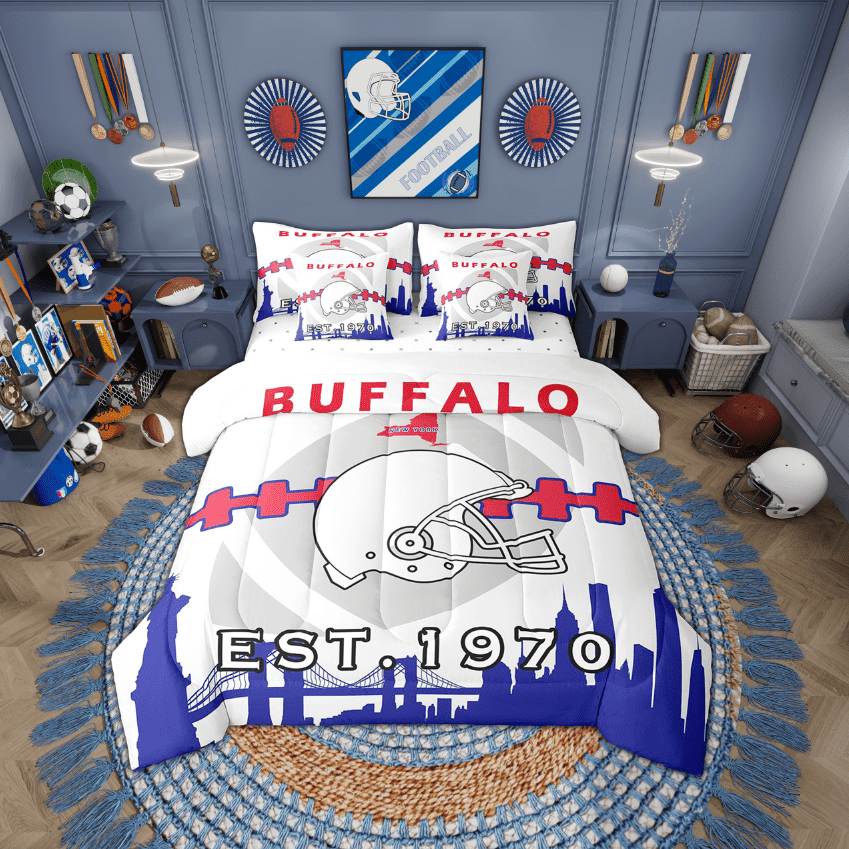 7 Pcs Comforter Set Full Size,Football Fans Bed in a Bag with Flat ...