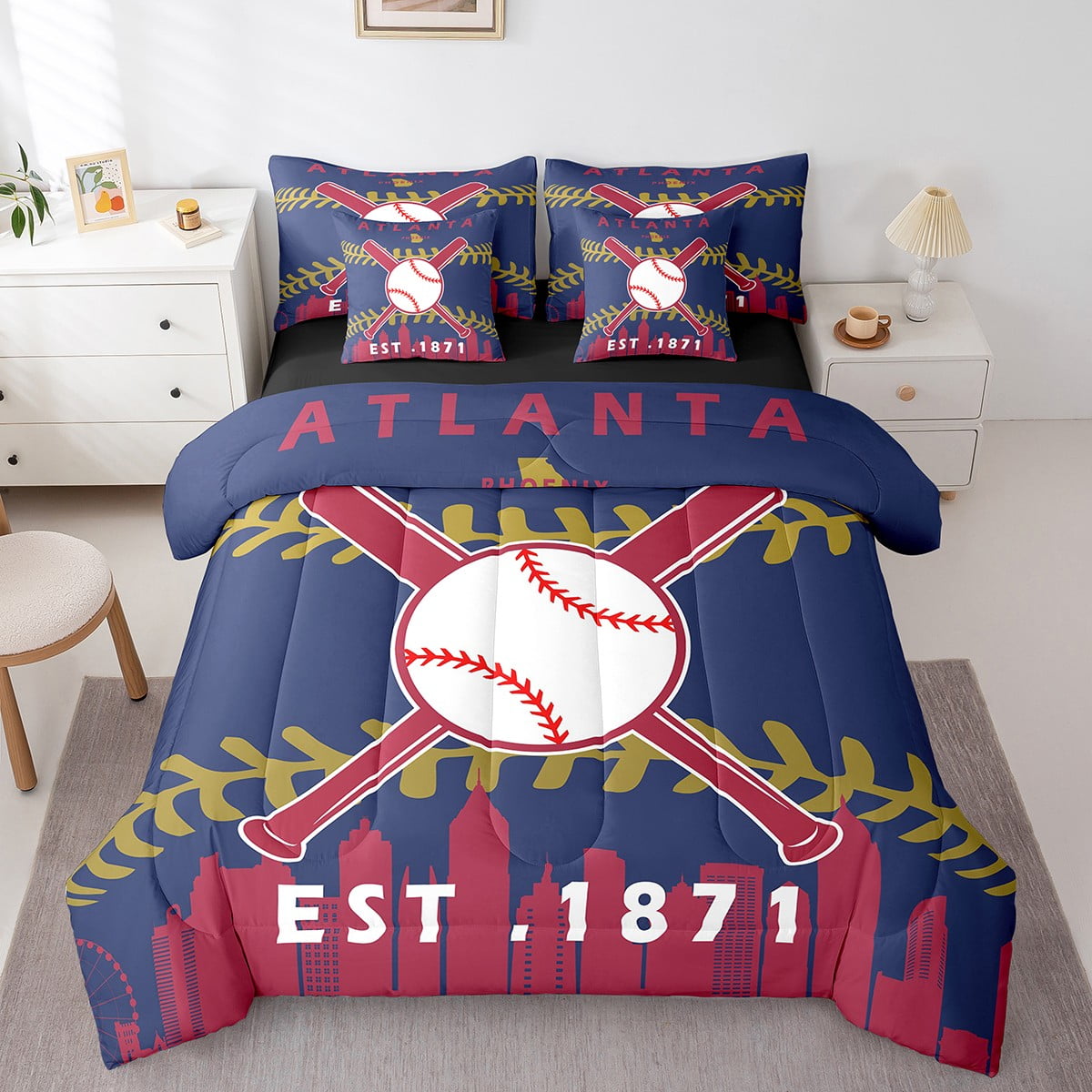 YST 7 Pcs Comforter Set Full Size,Sports Bed in a Bag with Flat Sheet ...