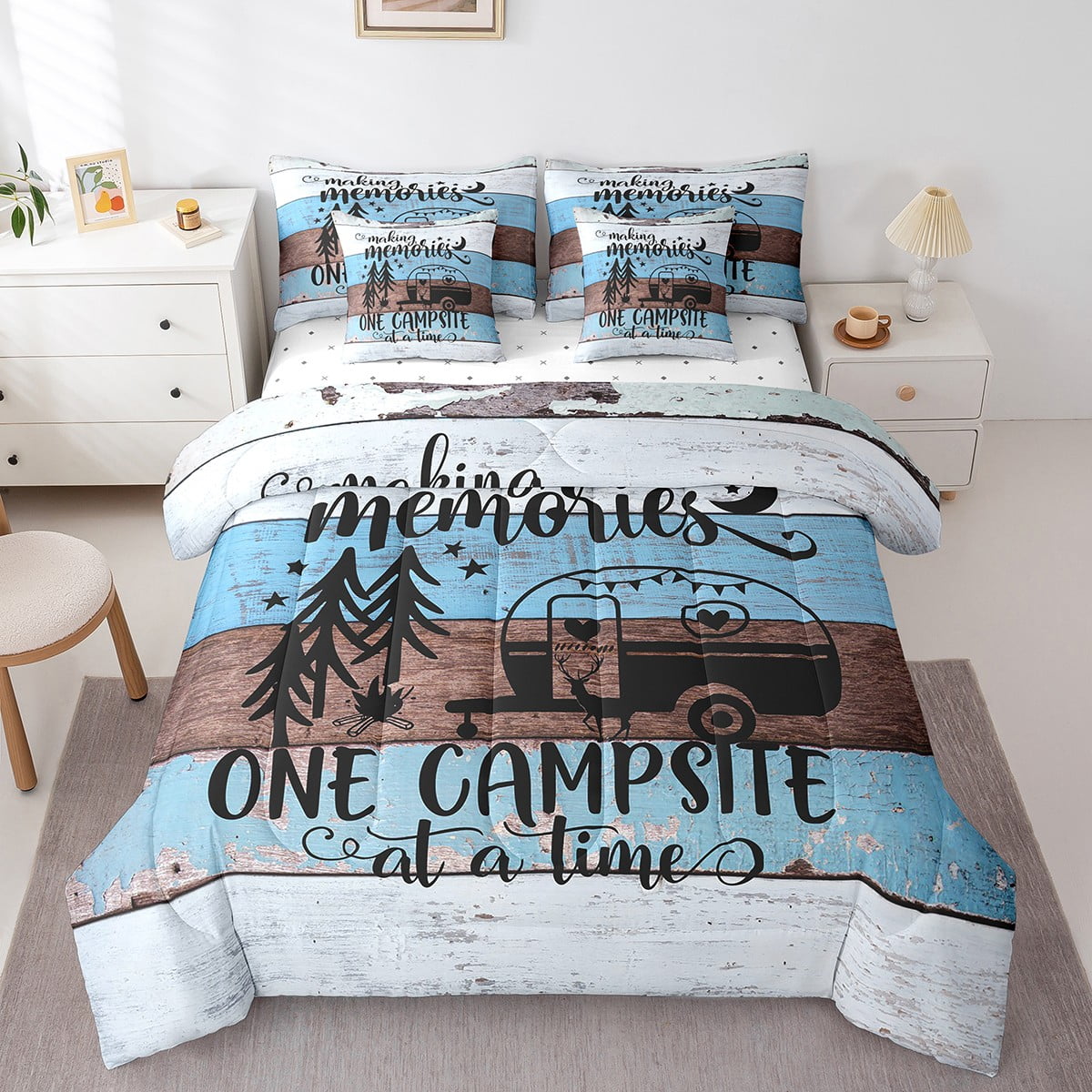 YST 7 Pcs Comforter Set Queen Size, Camper Bed In A Bag With Flat Sheet ...