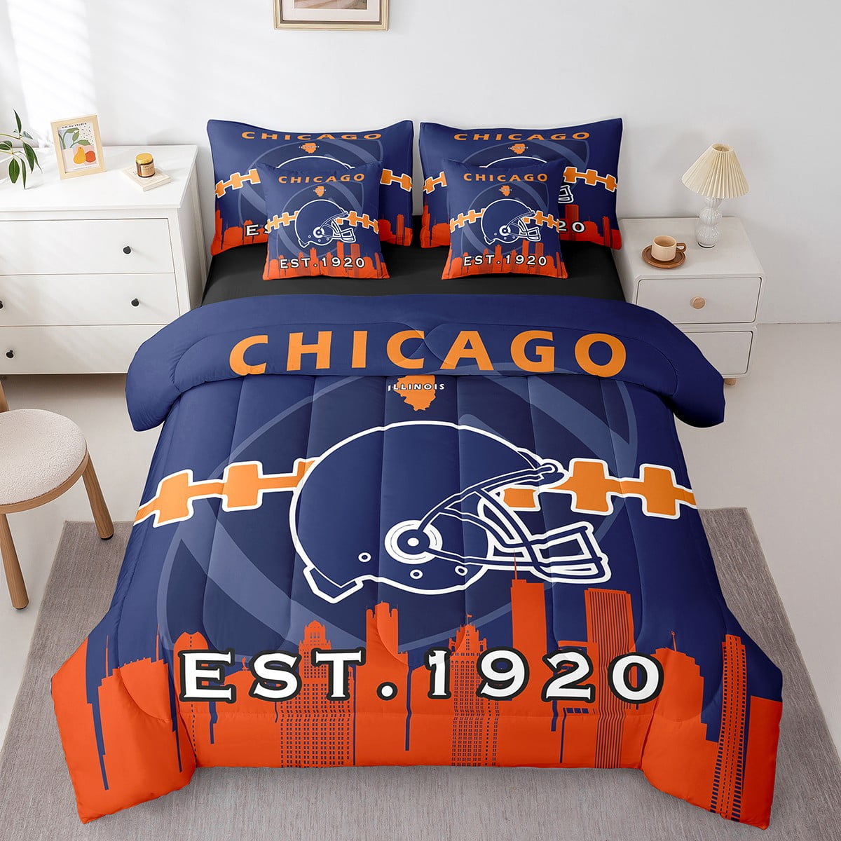 YST 7 Pcs Comforter Set Queen Size,Football Bed in a Bag with Flat ...