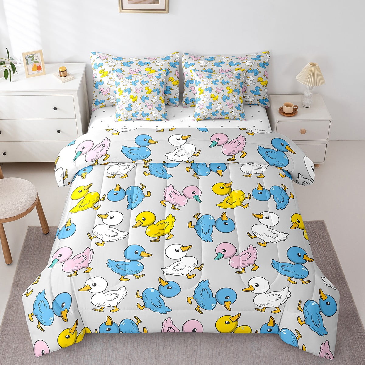 YST 7 Pcs Duck Comforter Set Full Size,Cartoon Duck Bed in a Bag with ...