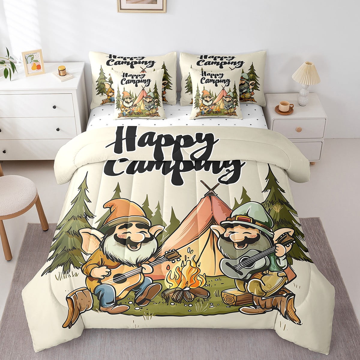 Erosebridal 7-Pcs Rustic Camping Bedding Set, Twin Size Comforter Set ...