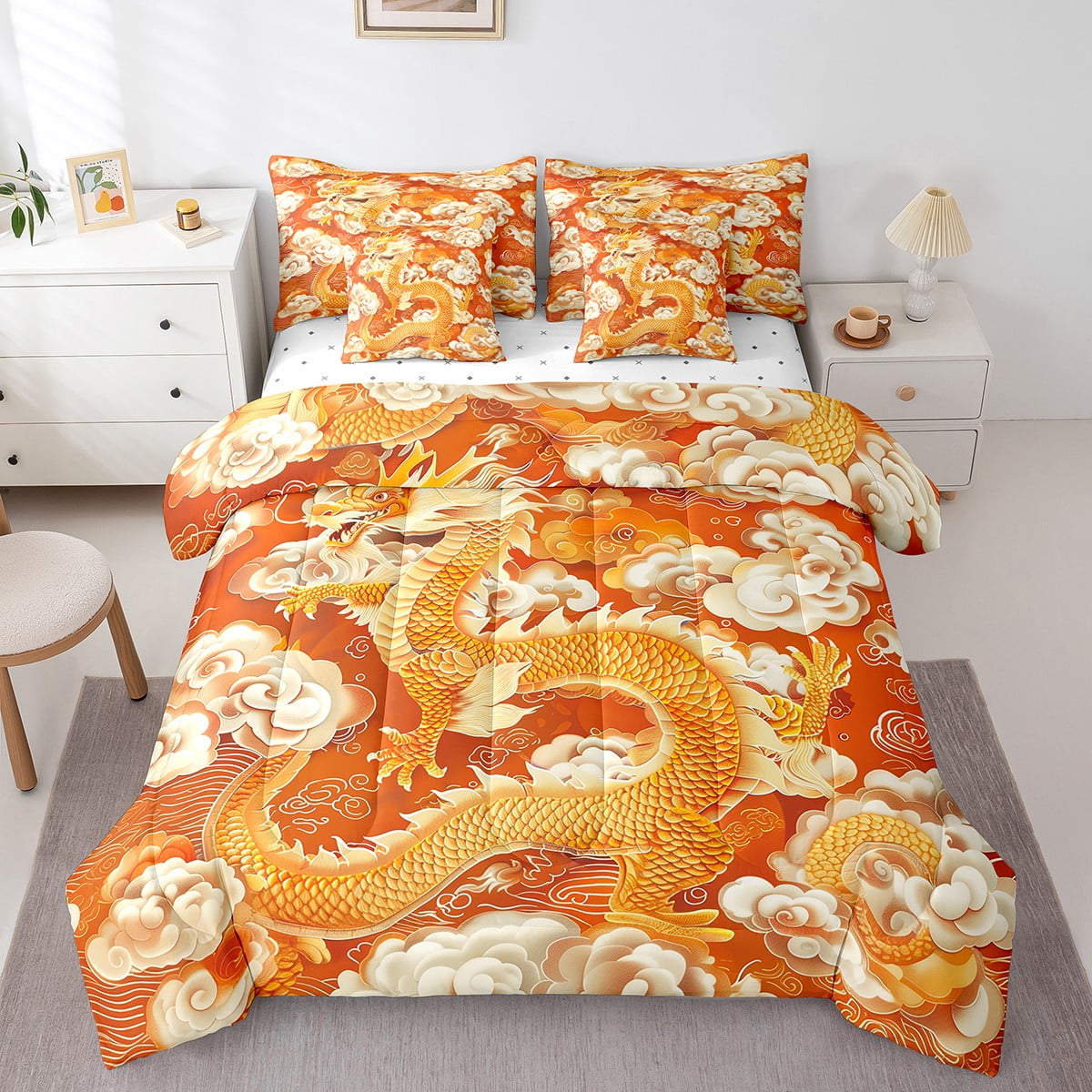YST 7 Piece Dragon Bedding Set Full Size Mysterious Easten Dragon Bed ...