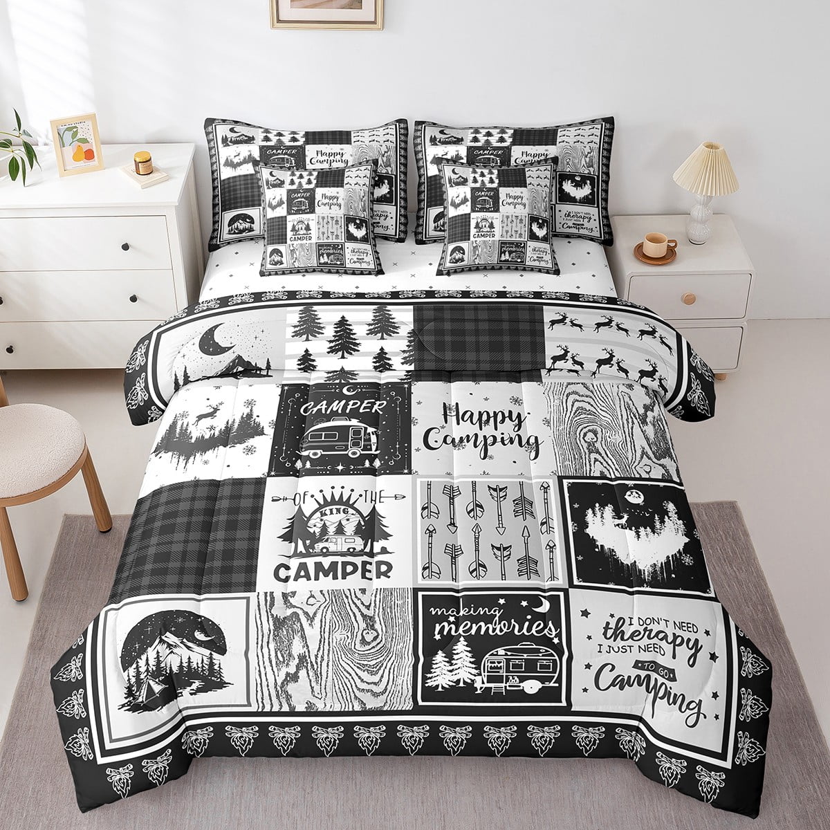 YST 7 Piece Kids Camping Themed Queen Bedding Set,Rv Camper Comforter ...